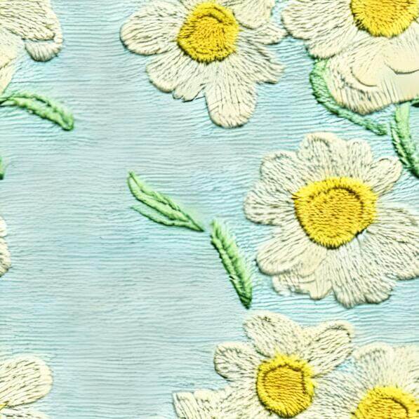 Download White and Yellow Daisy Flower Fabric for Embroidery and ...