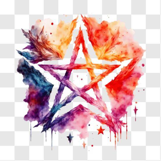 Download Colorful Pentagram Symbol with Watercolor Splashes PNGs Online ...