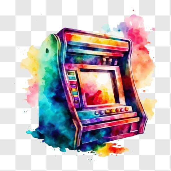 Download Colorful Arcade Machine with Watercolor Splashes PNGs Online ...