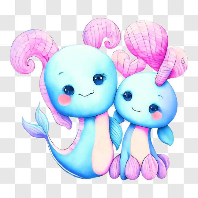 Download Two Cute Mermaids Hugging Each Other on a Black Background ...