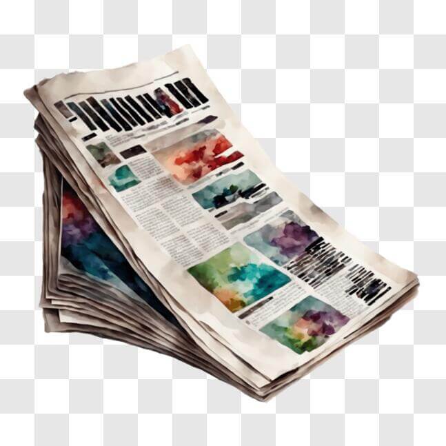 Download Colorful Newspapers Stack with News and Pictures PNGs Online ...