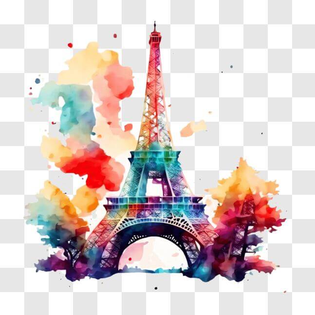 Download Colorful Painting of the Eiffel Tower in Paris PNGs Online ...