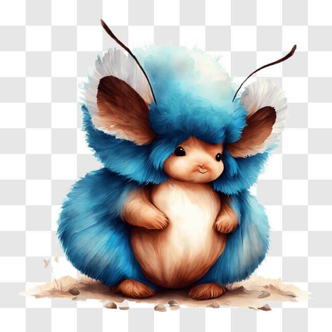 Download Blue and White Furry Creature Sitting on the Ground PNGs ...