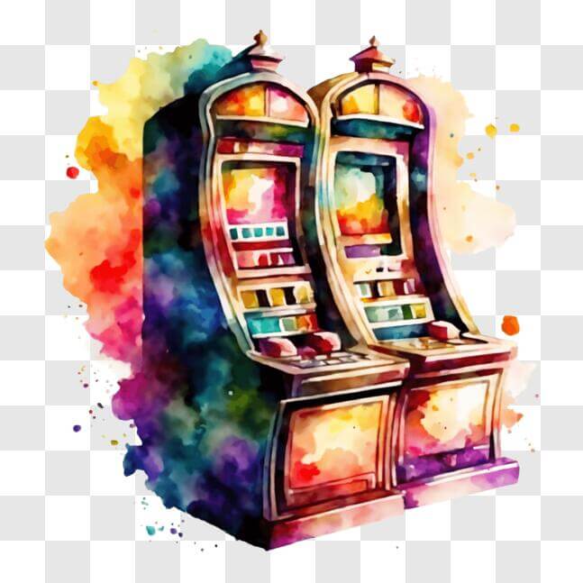 Download Colorful Watercolor Painting of Slot Machines PNGs Online ...