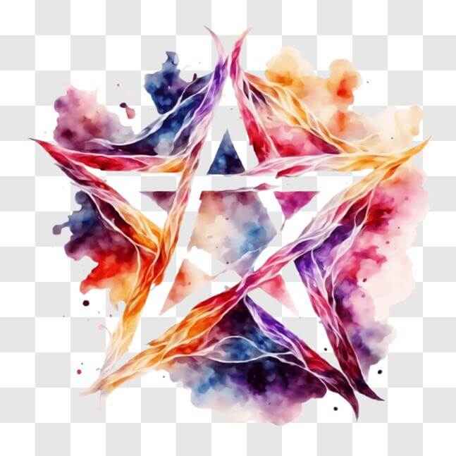 Download Colorful Pentagram Star with Watercolor Splashes PNGs Online ...