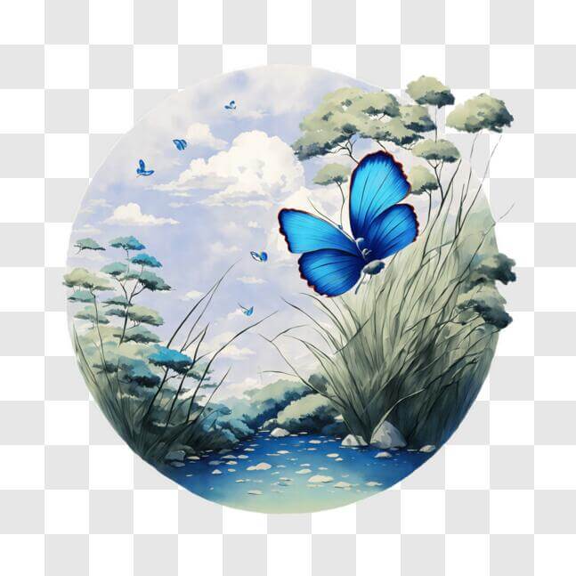 Download Beautiful Blue Butterfly in the Forest PNGs Online - Creative ...