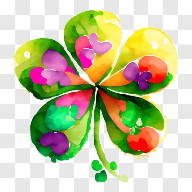 Download Colorful Four-Leaf Clover for Luck and Celebration PNGs Online ...
