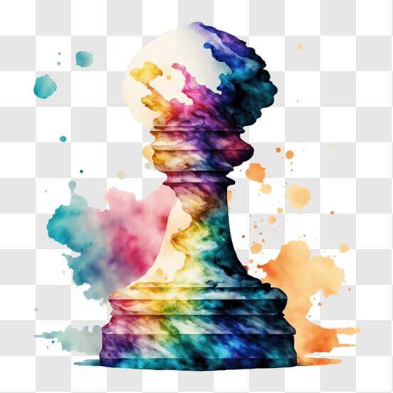 Download Abstract Chess Piece with Watercolor Splashes PNG Online ...