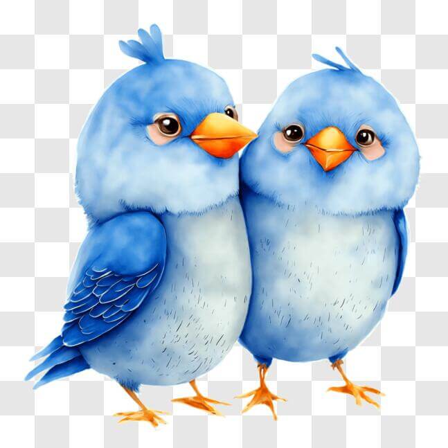 Download Two Blue Birds Sitting Side by Side PNGs Online - Creative Fabrica