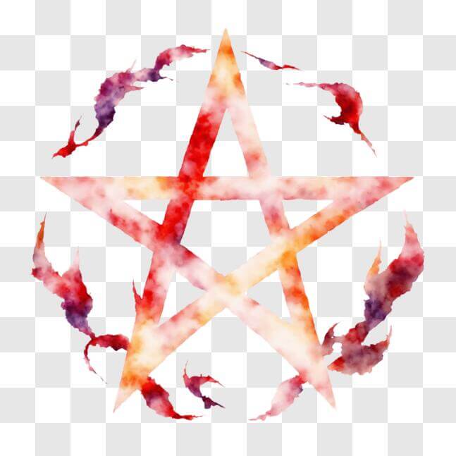 Download Colorful Pentagram Symbol with Leaves PNGs Online - Creative ...