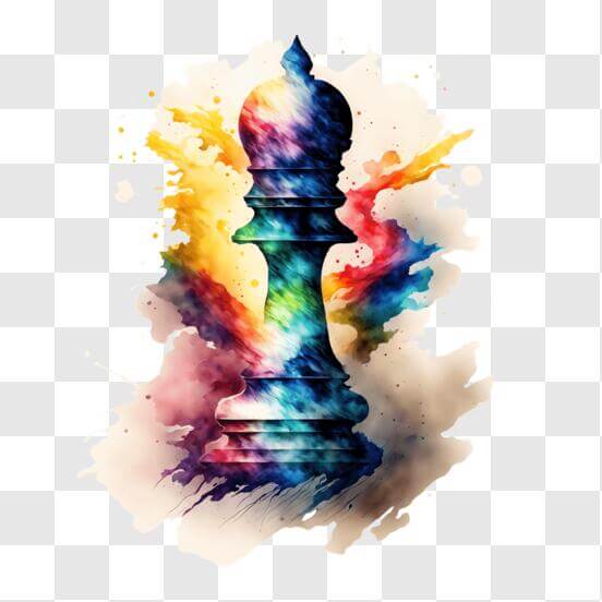 Download Colorful Chess Piece Painting with Watercolor Splashes PNG ...