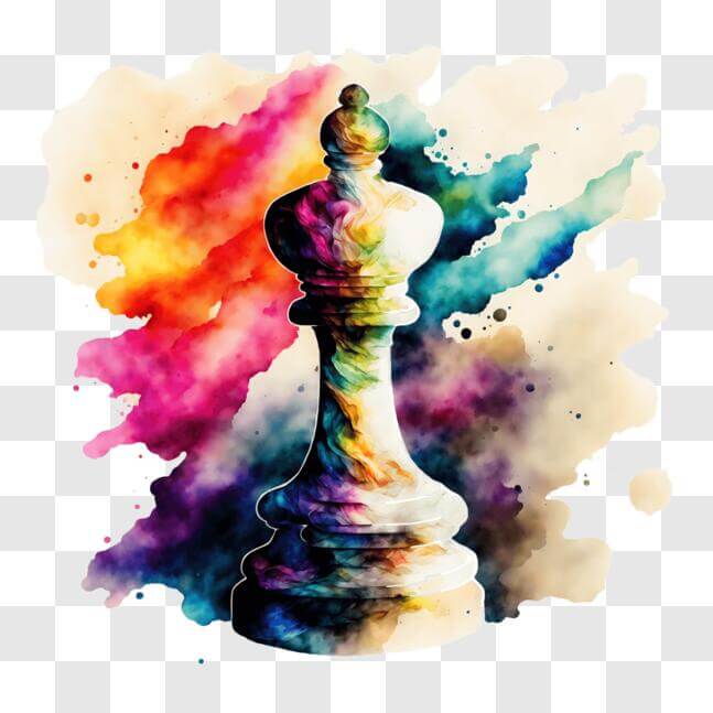 Download Colorful Chess Piece Painting with Watercolor Splashes PNGs ...
