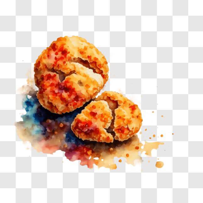 Download Vibrant Watercolor Painting of Delicious Biscuits PNGs Online ...