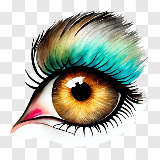 Download Colorful Eye with Lashes and Makeup PNGs Online - Creative Fabrica