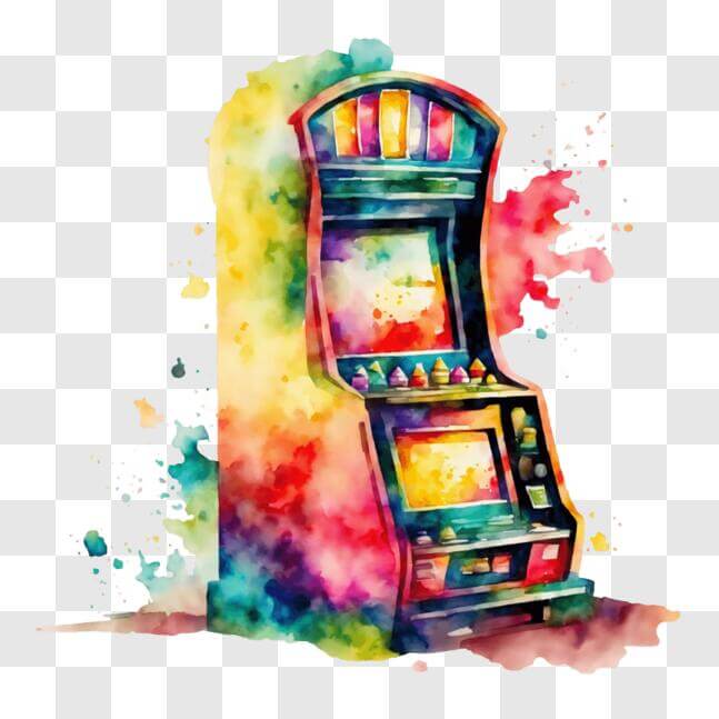 Download Colorful Arcade Machine with Watercolor Splashes PNGs Online ...
