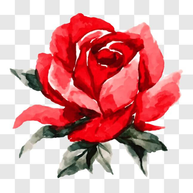 Download Watercolor Painting of Red Rose PNGs Online - Creative Fabrica