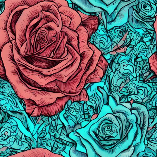 Download Seamless Red and Blue Rose Pattern on Tan Background Patterns ...