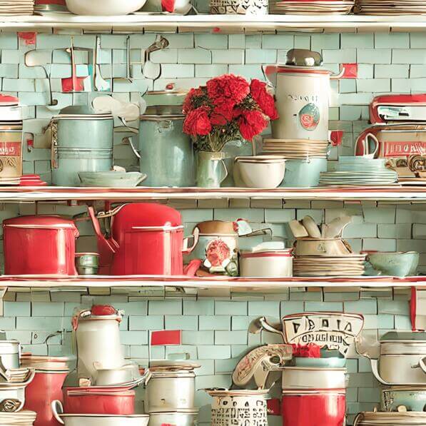 Download Shelves filled with pots and pans in a well-maintained kitchen ...