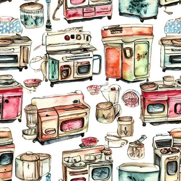 Download Colorful Collection of Old-Fashioned Kitchen Appliances ...