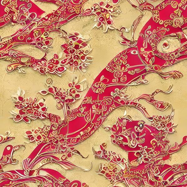 Download Red and Gold Floral Pattern with Birds and Vines Patterns ...