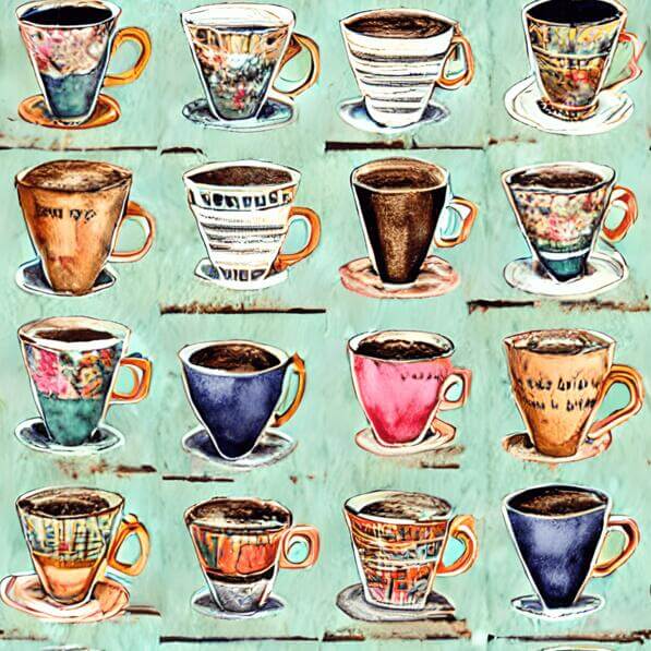 Download Colorful Coffee Cups Watercolor Painting Patterns Online ...