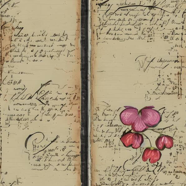 Download Open Book with Pink Flower and Handwritten Notes Patterns ...