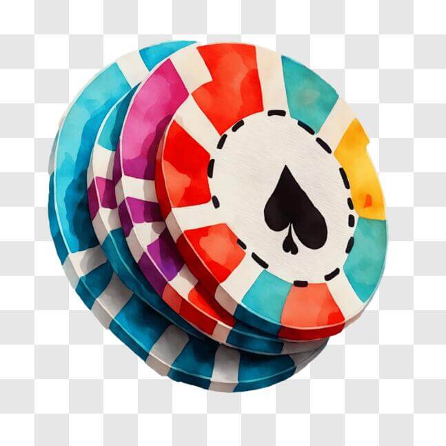 Download Colorful Poker Chips with Ace and Spade Symbol PNGs Online ...