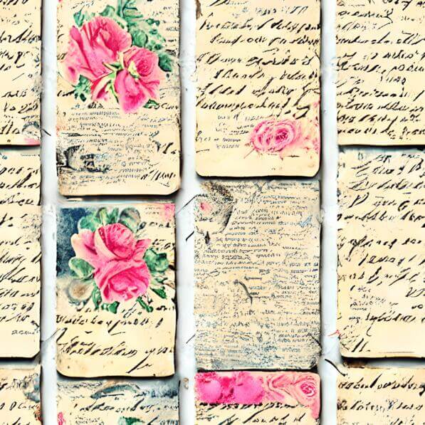 Download Vintage Collage of Handwritten Letters with Pink Roses ...