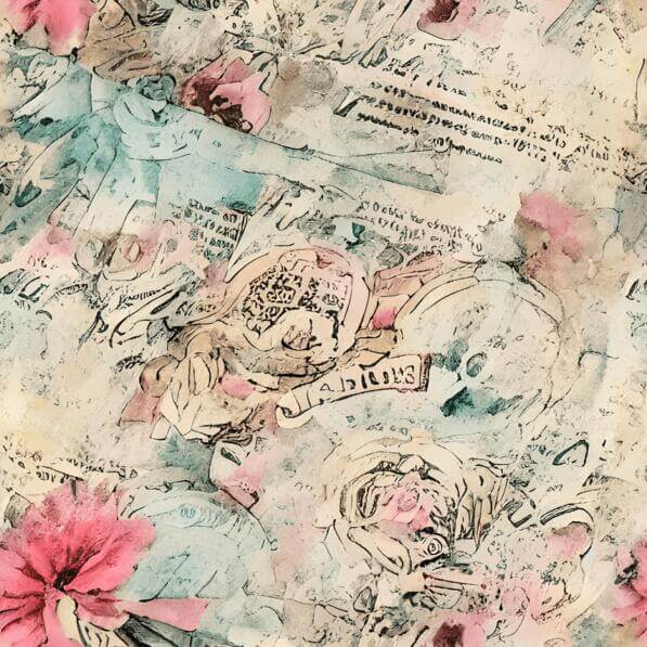 Download Pink Flowers Paper with Conversation Words Patterns Online ...