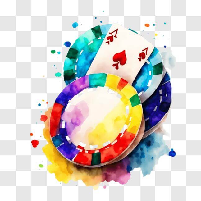 Download Colorful Poker Chips and Playing Cards with Watercolor ...
