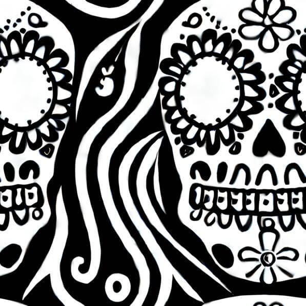 Download Black and White Sugar Skull Tree Drawing Patterns Online ...