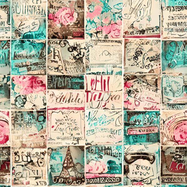Download Collage of Postcards and Stamps with Unique Designs Patterns ...