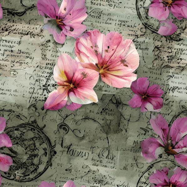 Download Pink Floral Seamless Pattern on Vintage Paper Patterns Online ...