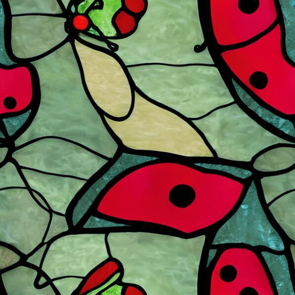 Download Stained Glass Window with Ladybugs and Leaves Patterns Online ...