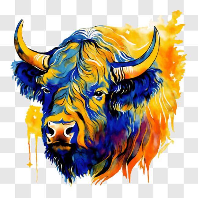 Download Abstract Painting of a Colorful Buffalo Head PNGs Online ...