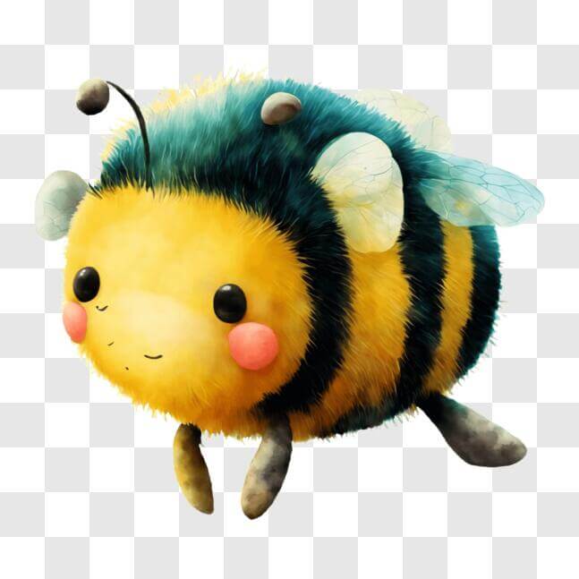 Download Yellow and Blue Fuzzy Bee Flying in the Air PNGs Online ...