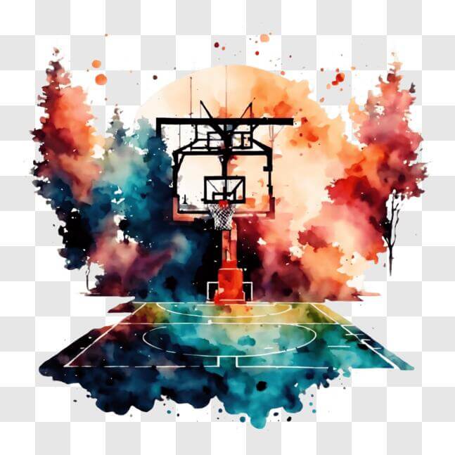 Download Colorful Basketball Court with Paint Splashes PNGs Online ...