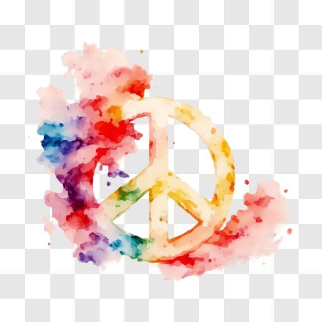 Download Colorful Peace Sign with Watercolor Splashes on Black ...