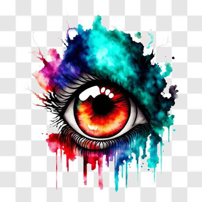 Download Abstract Eye Art with Colorful Drips and Paint PNGs Online ...
