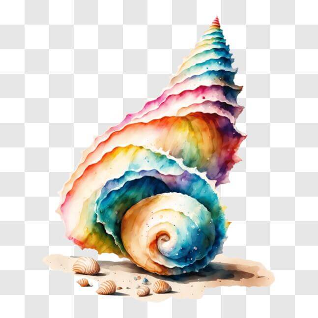 Download Colorful Conch Shell Ornament on Seashells and Pebbles PNGs ...