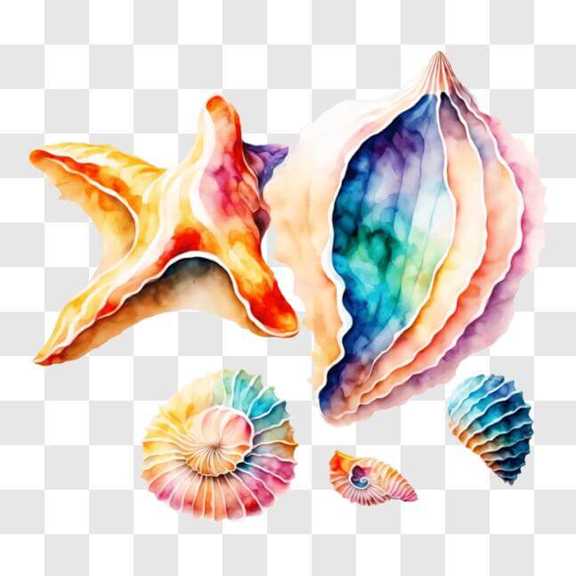 Download Colorful Seashells on Black Background PNGs Online - Creative ...