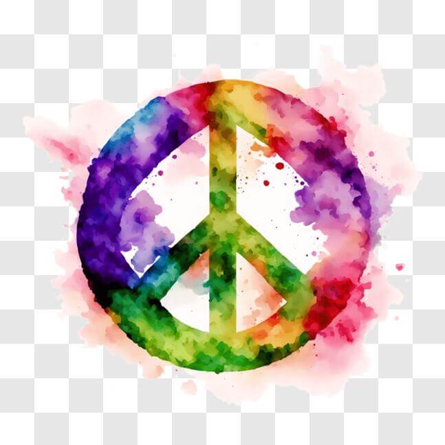 Download Colorful Peace Sign with Watercolor Splashes PNGs Online ...