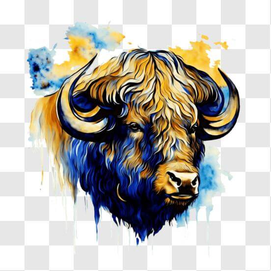 Download Colorful Abstract Buffalo Head Painting PNGs Online - Creative ...
