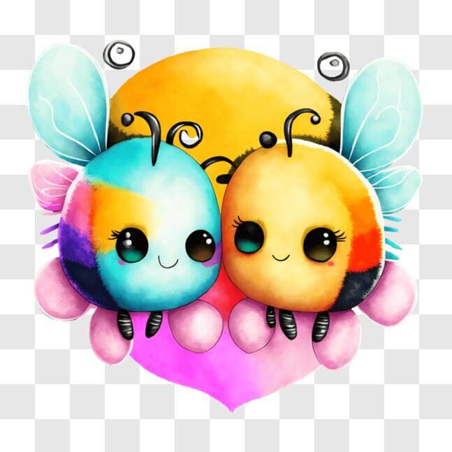Download Cute Bees Hugging in Heart-Shaped Frame PNGs Online - Creative ...