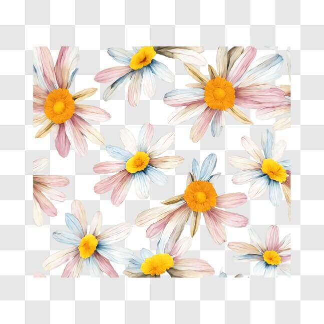 Download Colorful Daisy Flower Pattern on Black Background PNGs Online ...