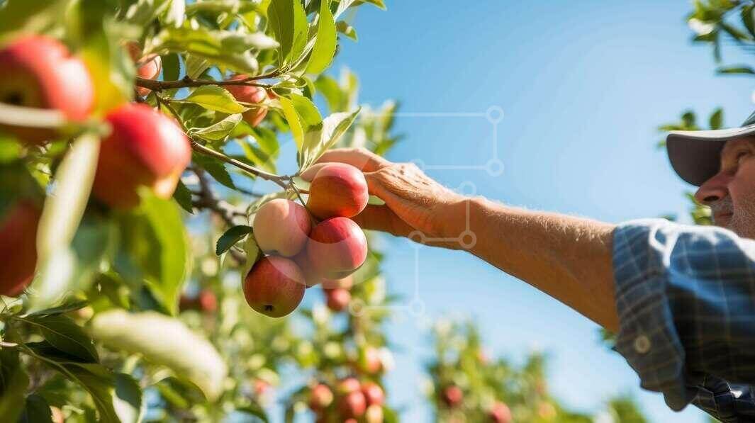 Harvesting Apples in a Fruit Orchard stock photo | Creative Fabrica