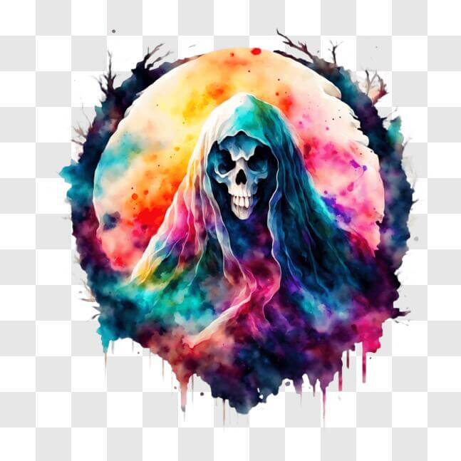 Download Colorful Grim Reaper Painting with Dripping Watercolor PNGs ...