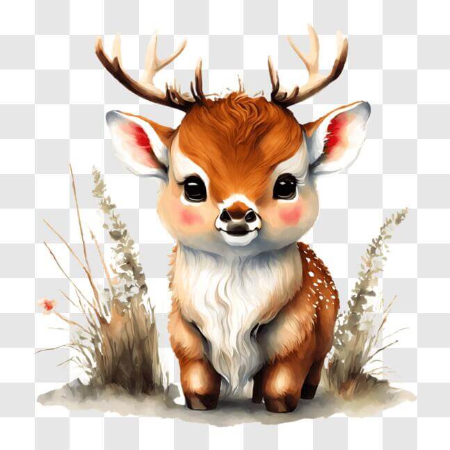 Baixe Fofo Bebê Veado na Grama Alta PNGs - Creative Fabrica