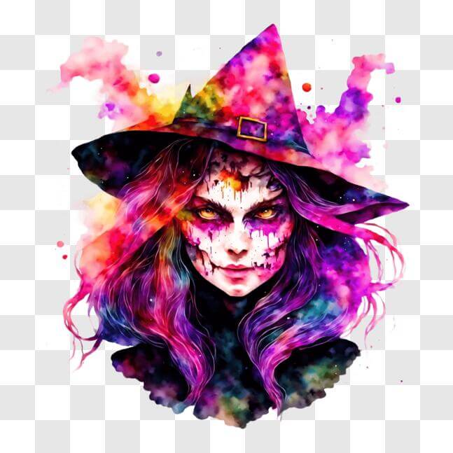 Download Colorful Day of the Dead Witch Face Paint PNGs Online ...