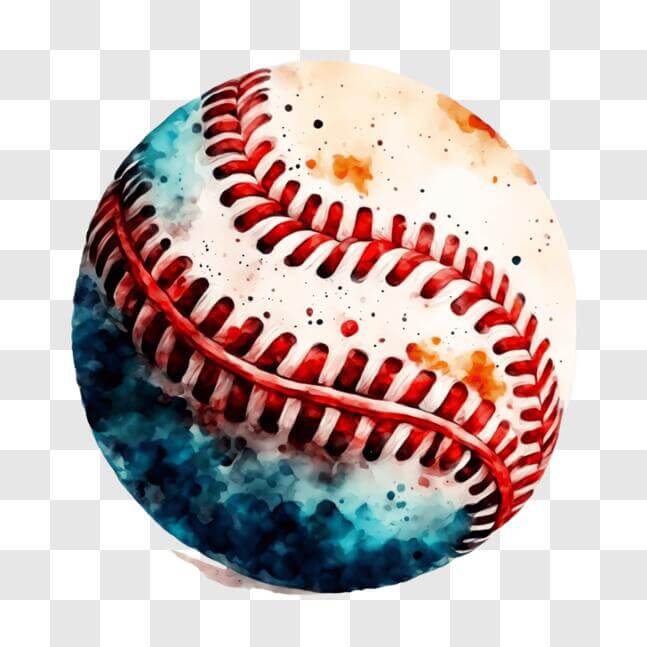 Download Watercolor Baseball with Red, Blue, and White Stripes PNGs ...